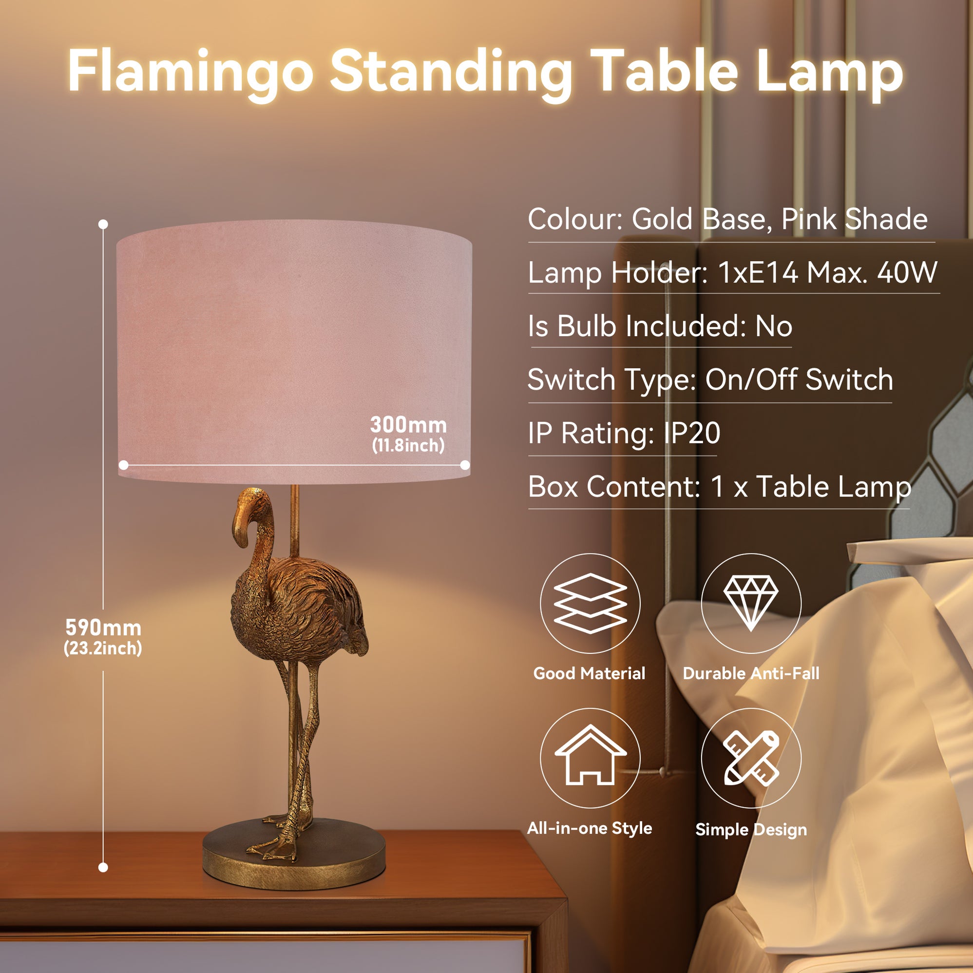 Flamingo Standing Table Lamp - Gold – Lexi Lighting