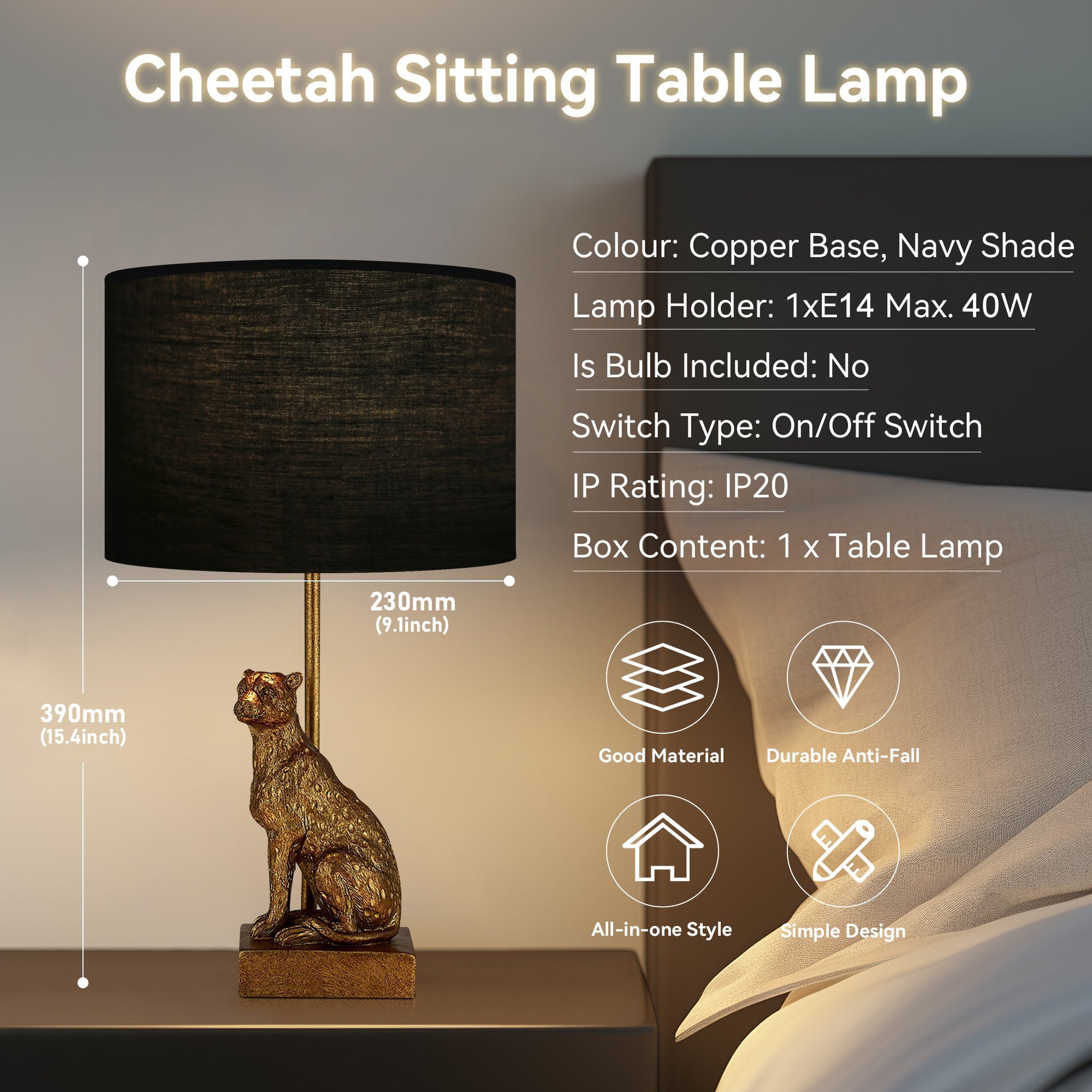 Cheetah Sitting Table Lamp - Copper – Lexi Lighting