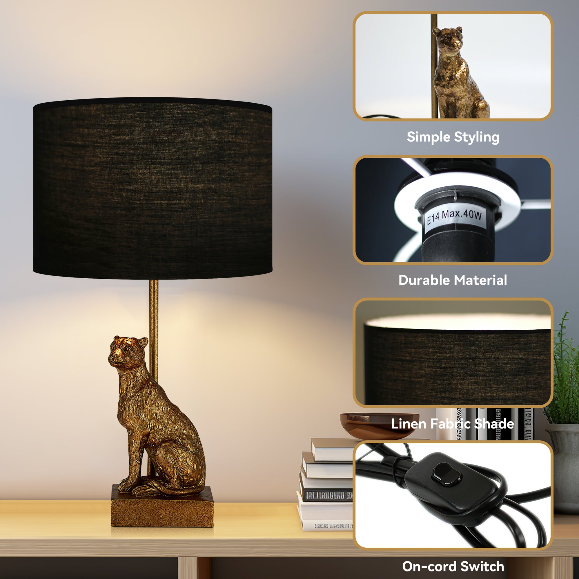 Cheetah Sitting Table Lamp - Copper – Lexi Lighting