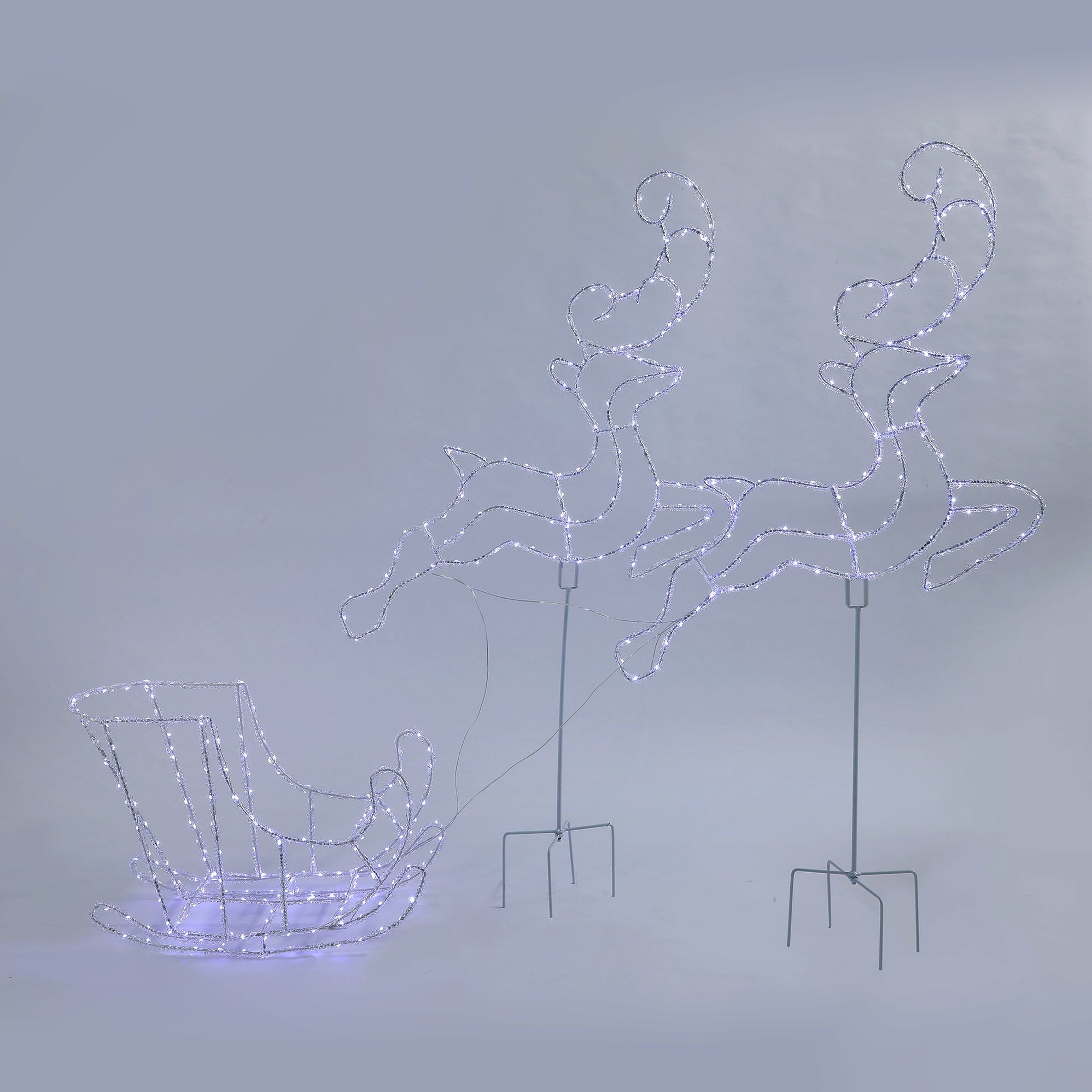 LED Pre-Lit Acrylic Two Reindeer with Sleigh-Solar Power – Lexi Lighting