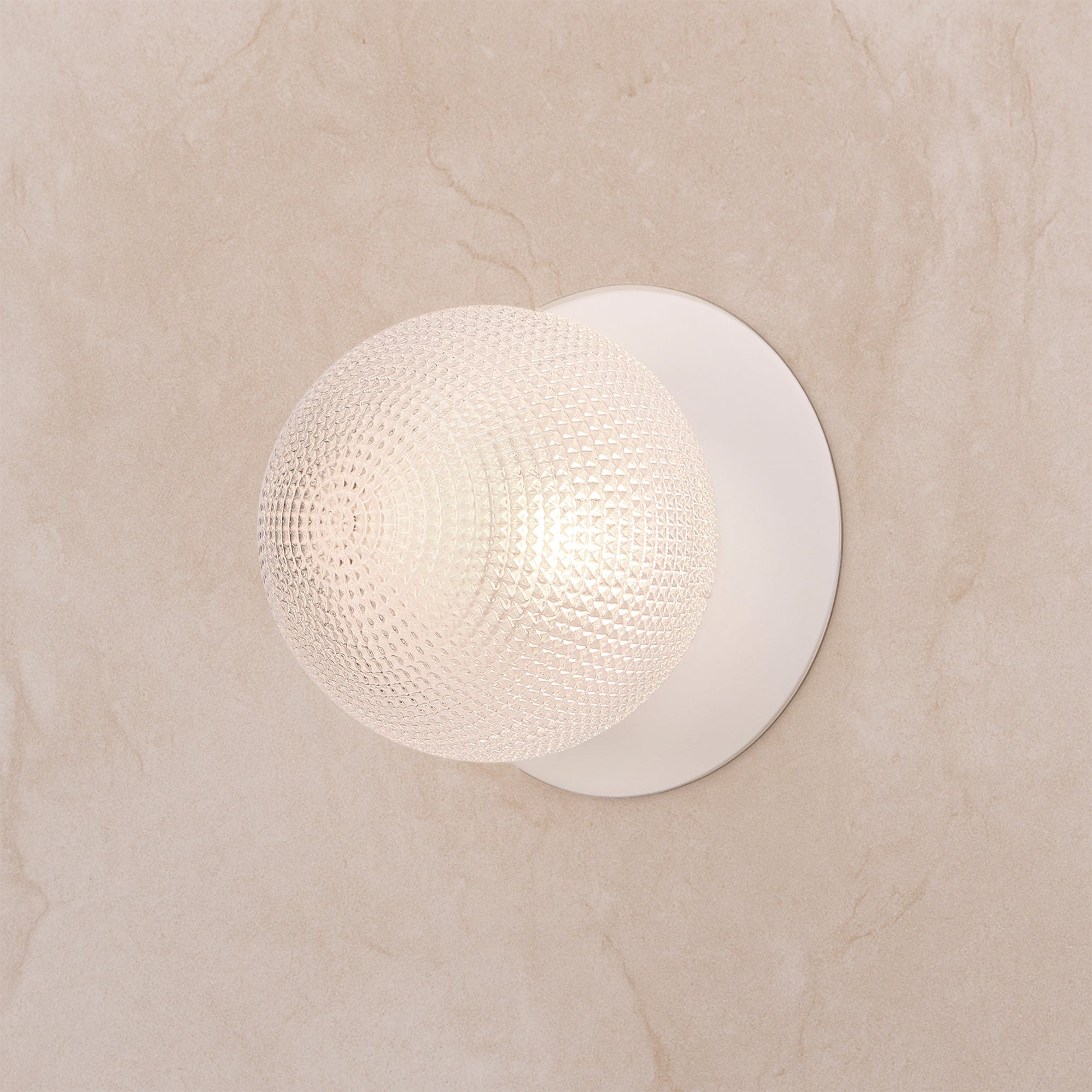 Odessa Diamond Cut Glass LED Wall Light with White Base - Warm White/S ...