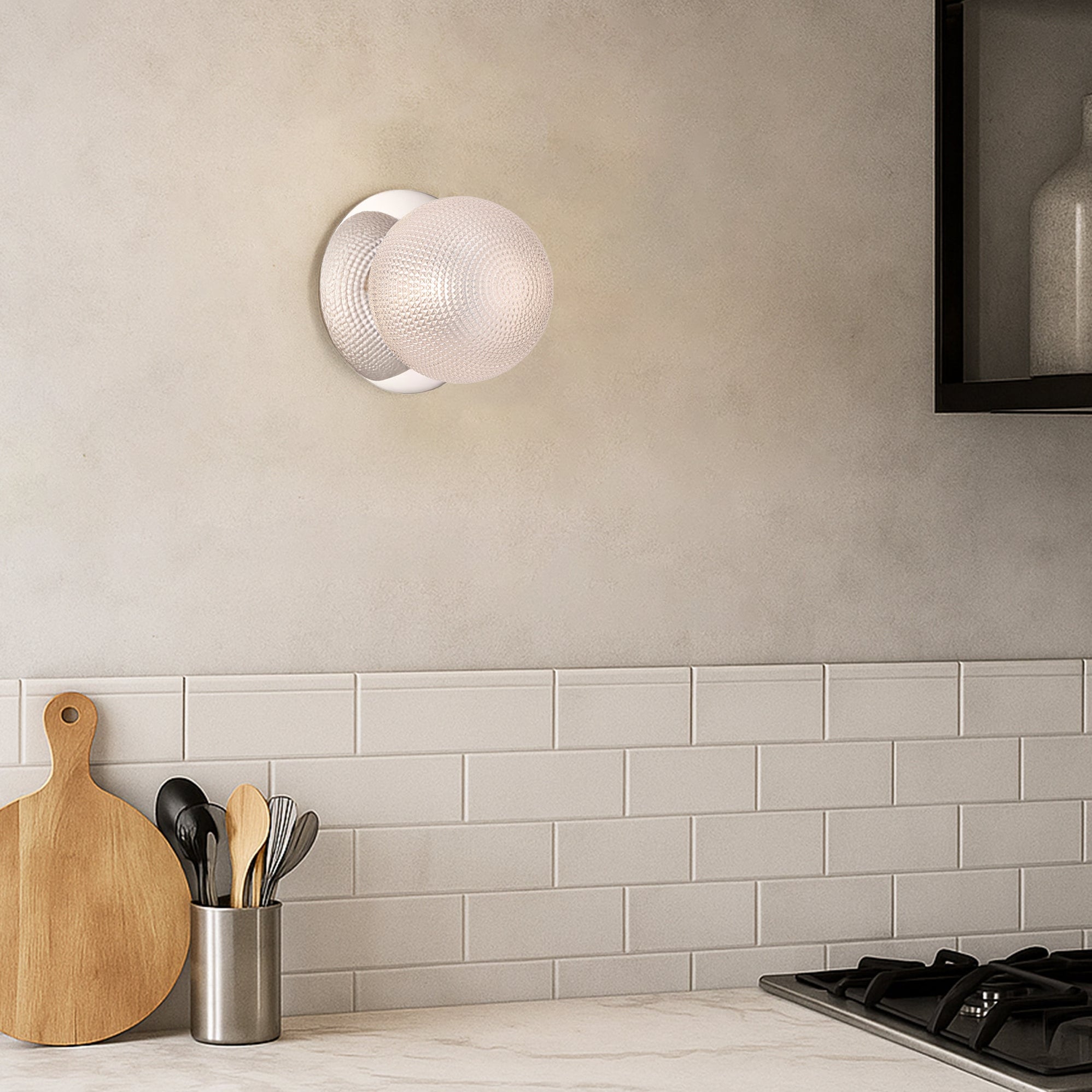 Odessa Diamond Cut Glass LED Wall Light with Chrome Base - Warm White ...