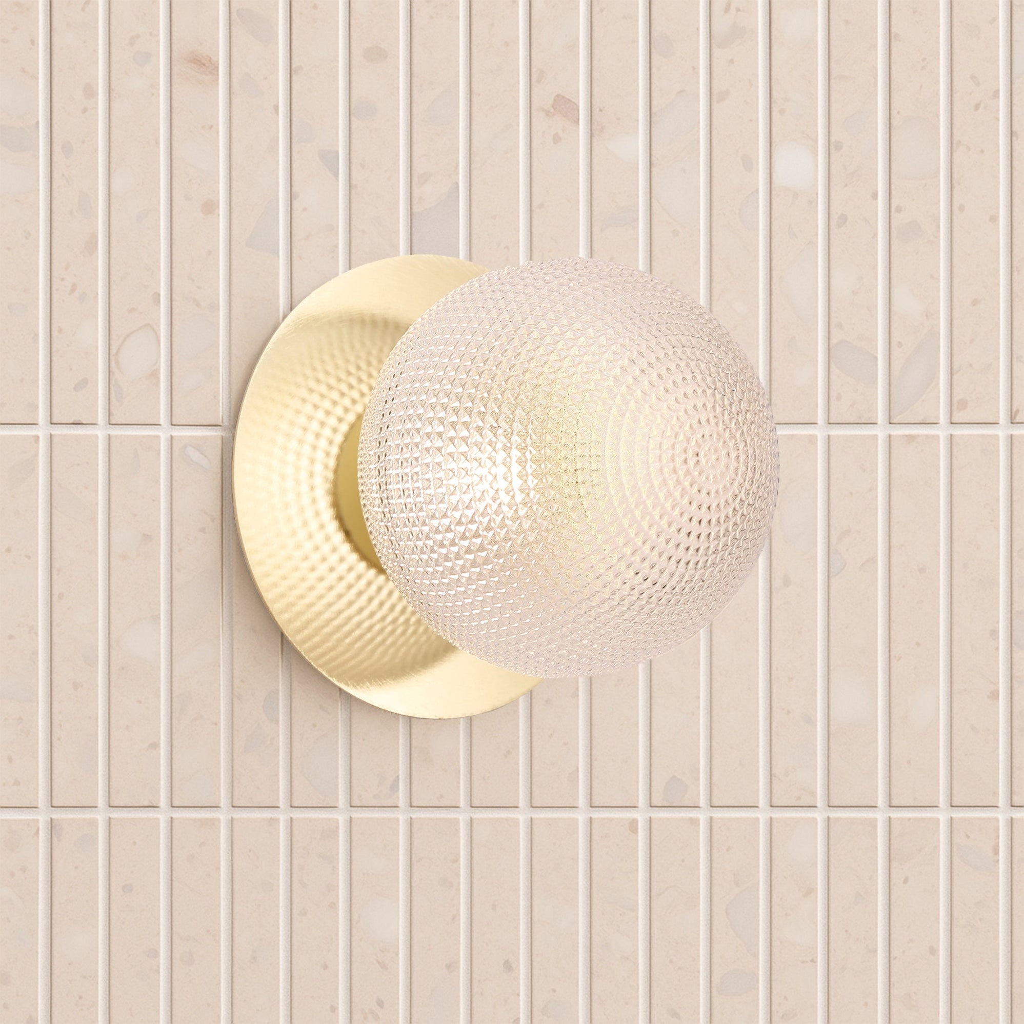 Odessa Diamond Cut Glass LED Wall Light with Gold Base - Warm White/Sm ...