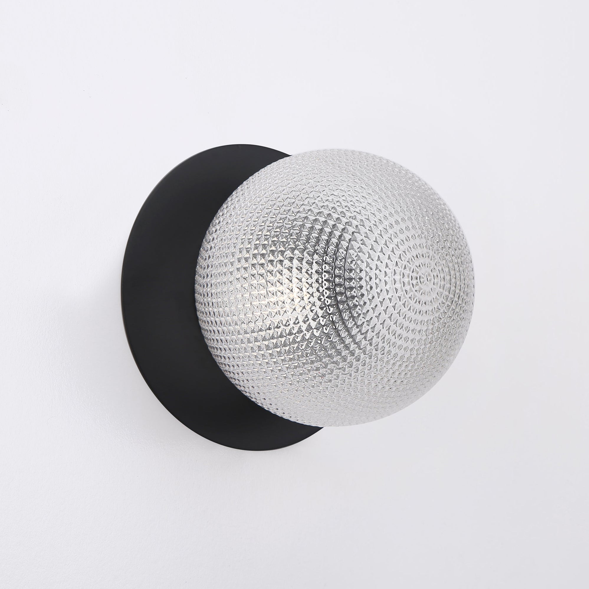 Odessa Diamond Cut Glass LED Wall Light with Black Base - Warm White/L ...