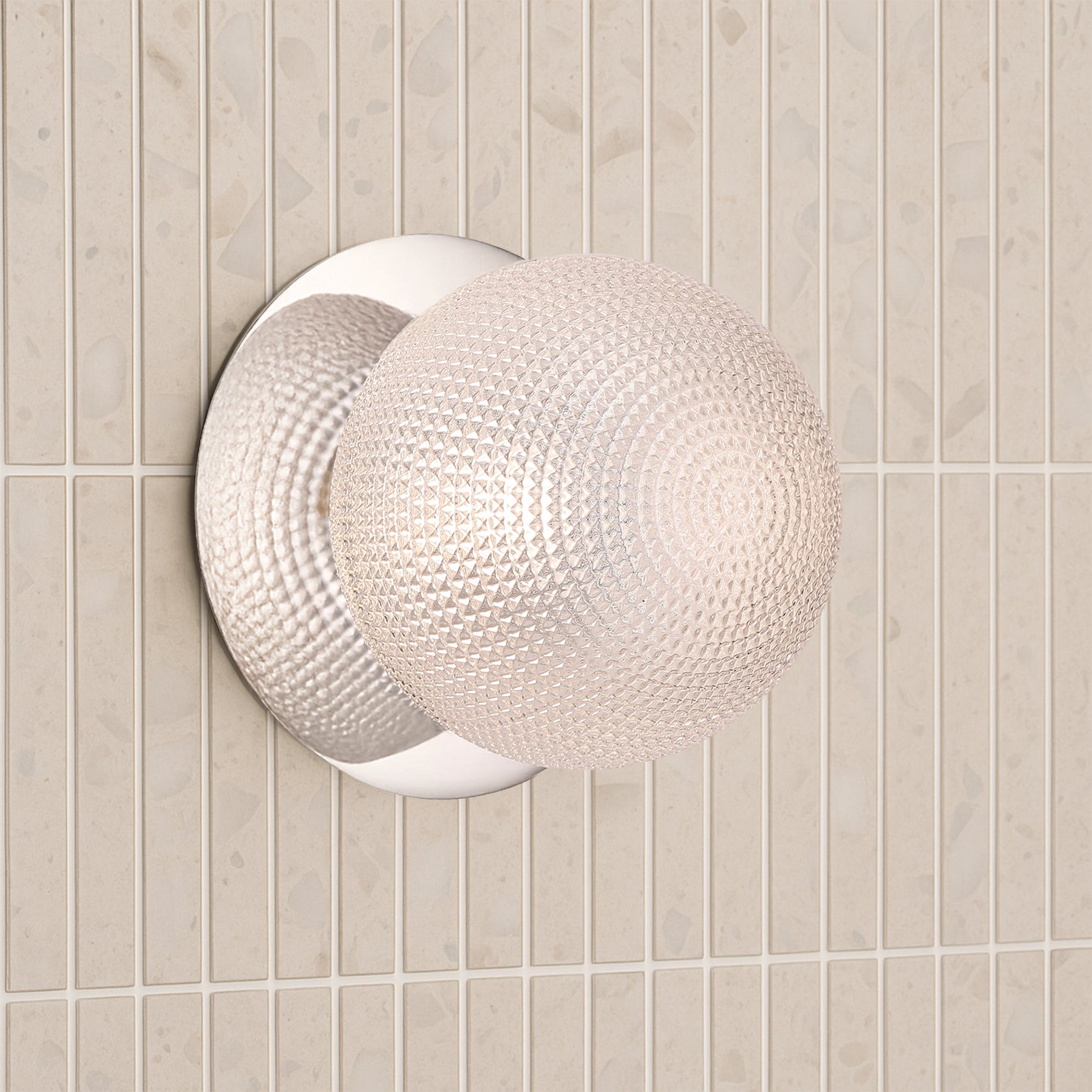 Odessa Diamond Cut Glass LED Wall Light with Chrome Base - Warm White ...