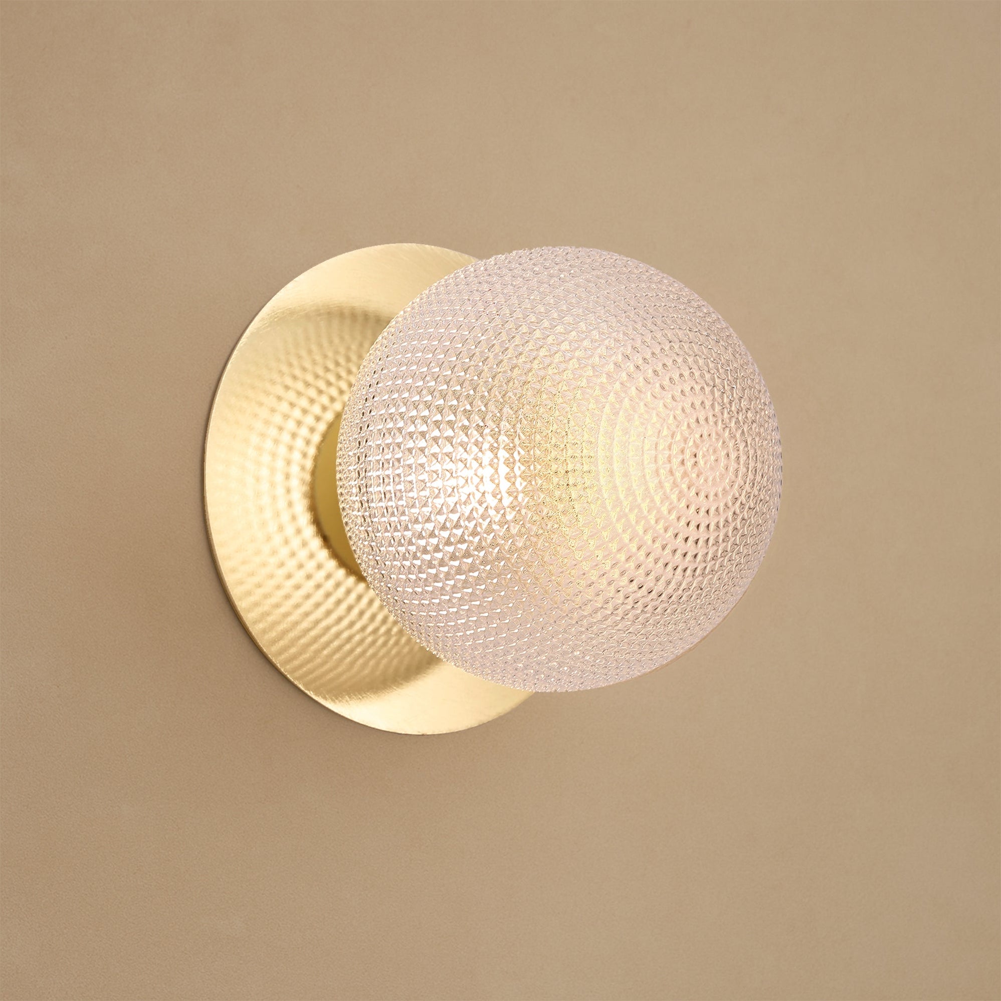 Odessa Diamond Cut Glass LED Wall Light with Gold Base - Warm White/La ...