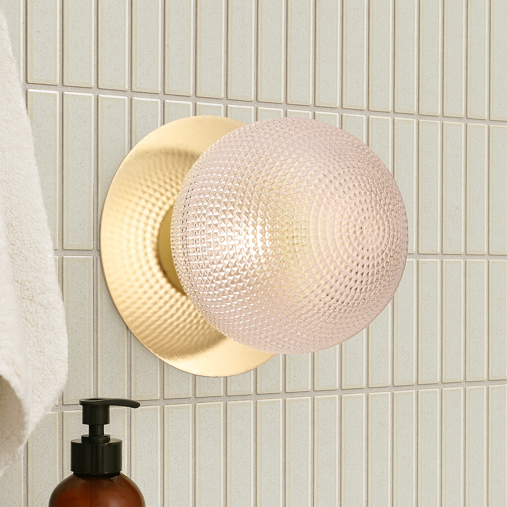 Odessa Diamond Cut Glass LED Wall Light with Gold Base - Warm White/La ...