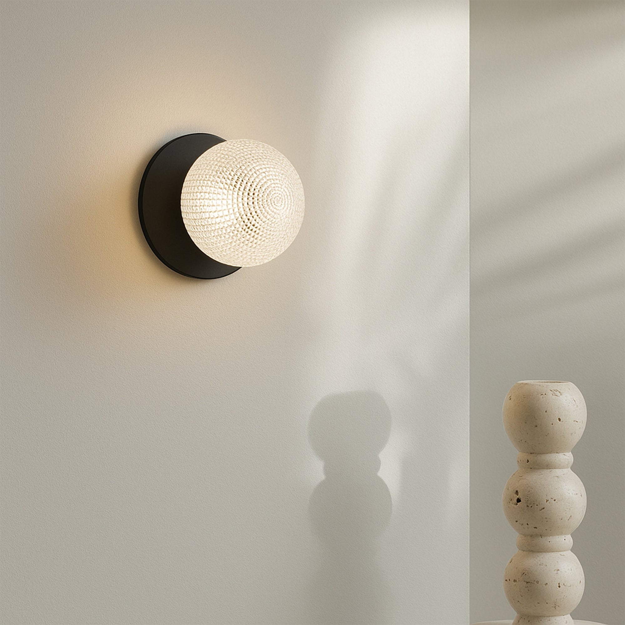 Odessa Diamond Cut Glass LED Wall Light with Black Base - White/Small ...