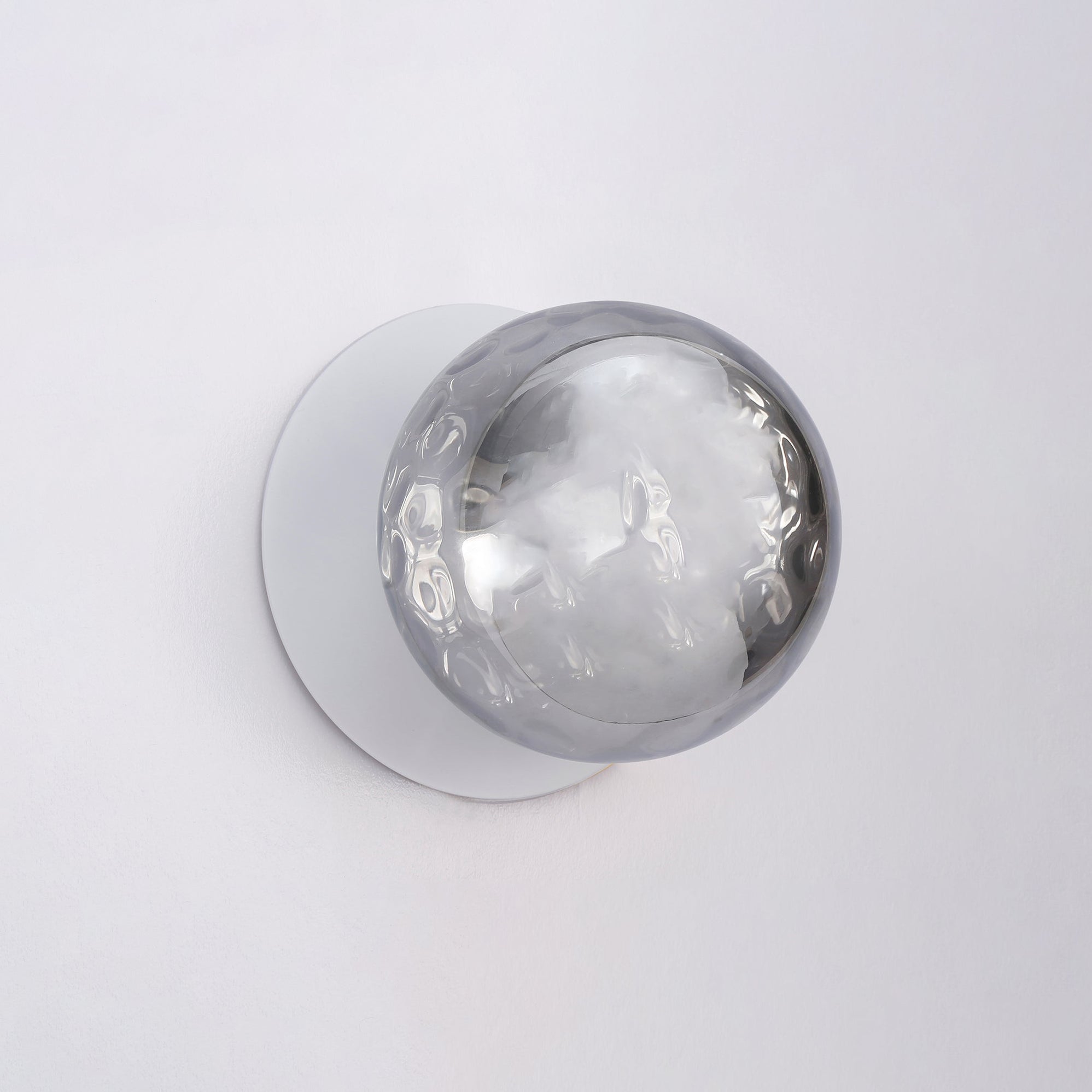 Odessa Molten Ripple Glass LED Wall Light with White Base - White/Smal ...