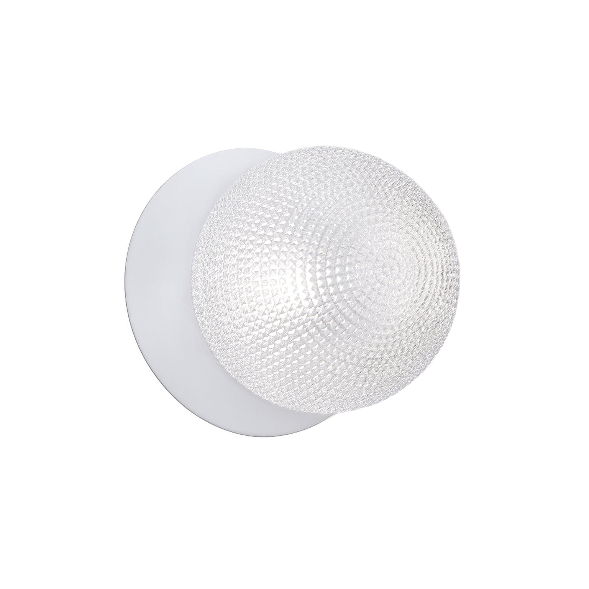 Odessa Diamond Cut Glass LED Wall Light with White Base - White/Small ...