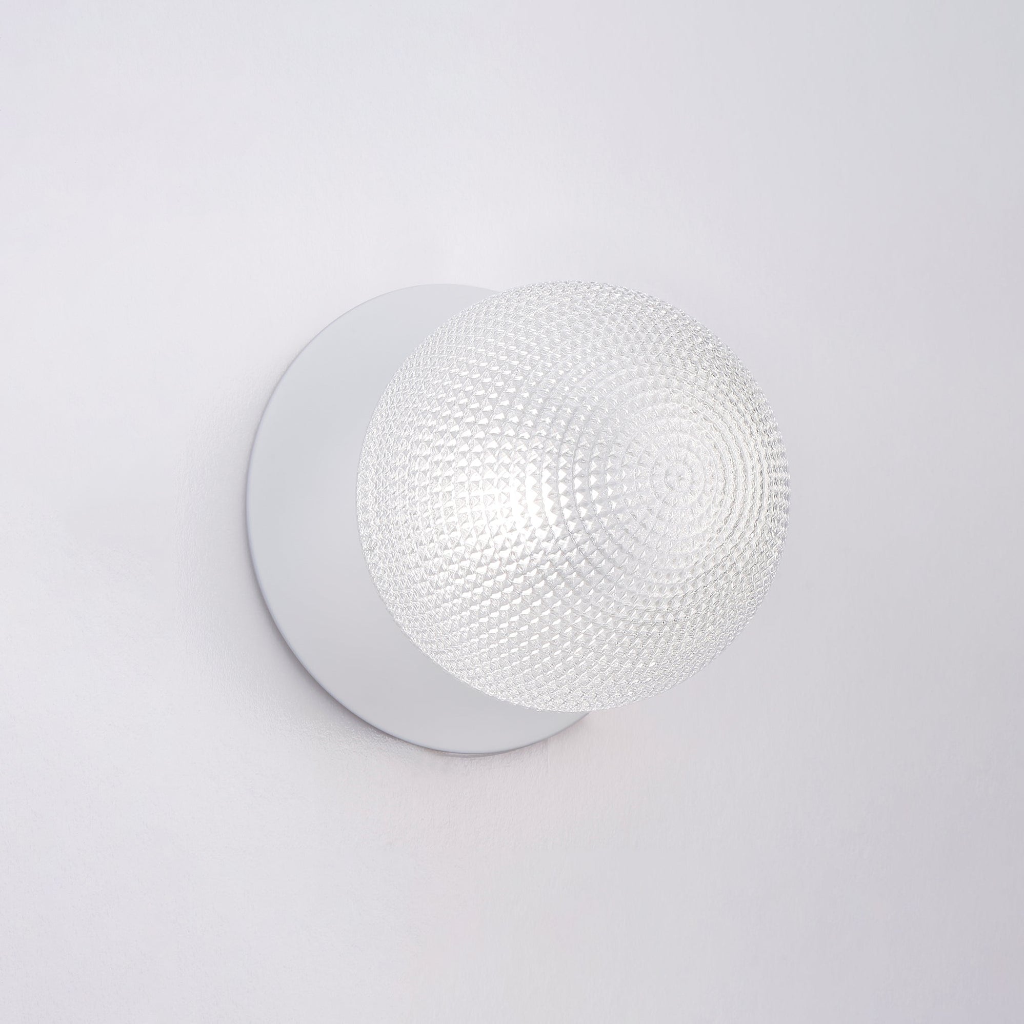 Odessa Diamond Cut Glass LED Wall Light with White Base - White/Small ...