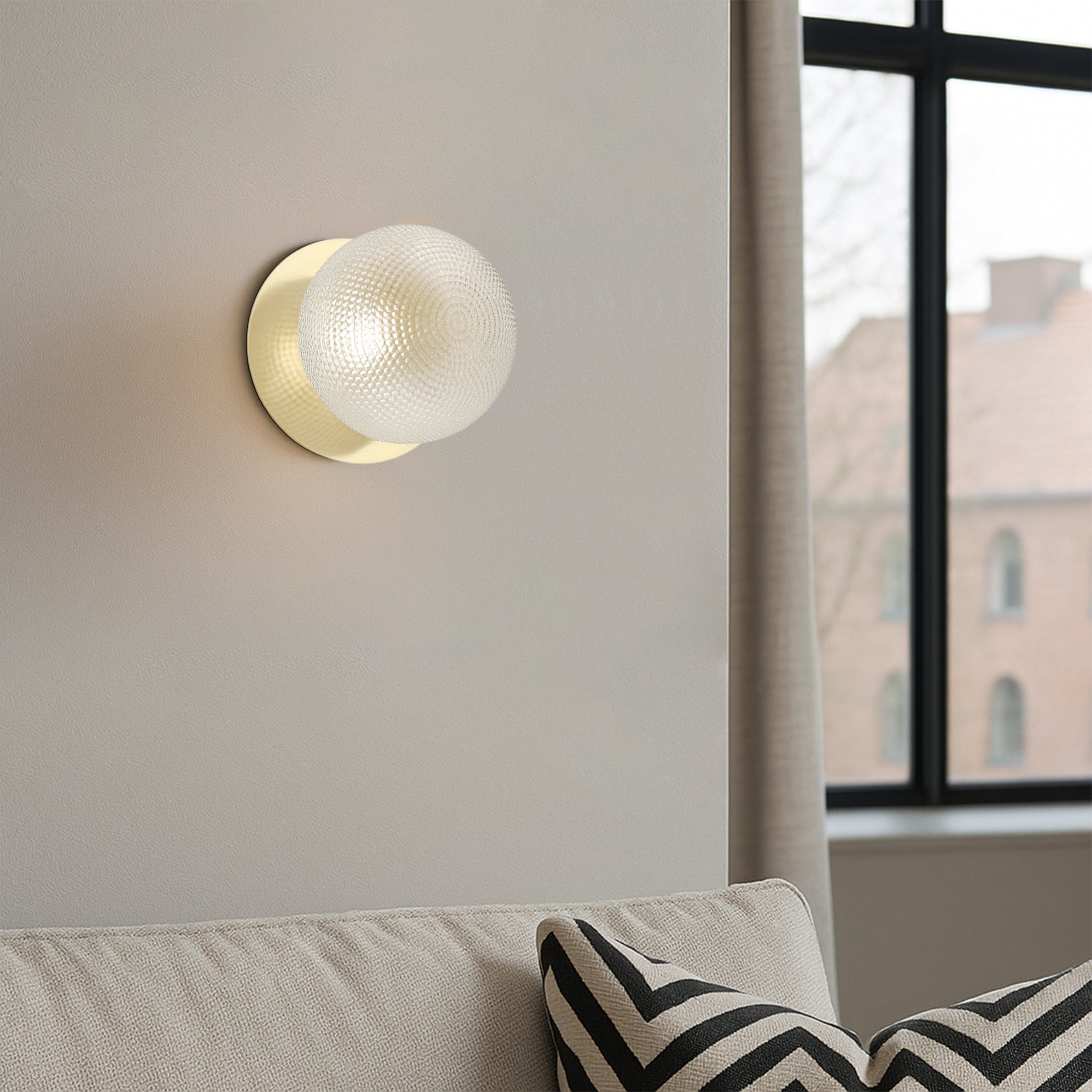 Odessa Diamond Cut Glass LED Wall Light with Gold Base - White/Small ...