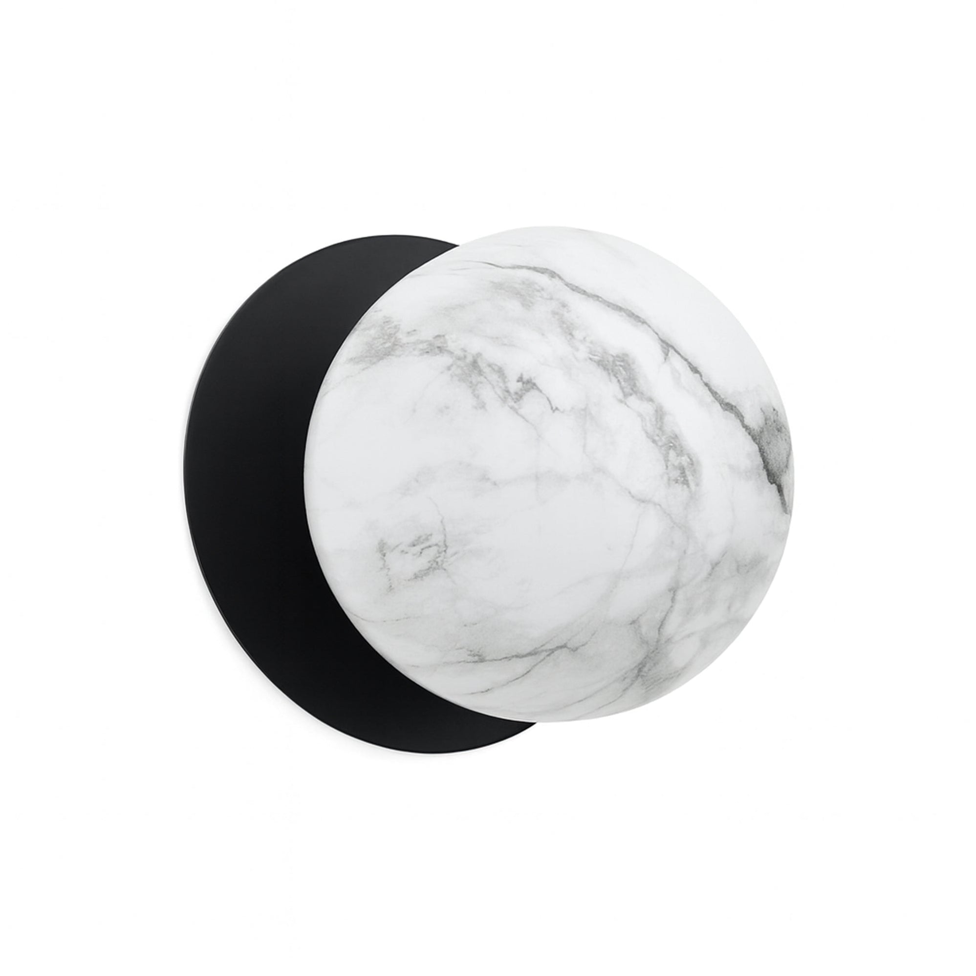 Odessa Marble Opal Glass LED Wall Light with Black Base - White/Large ...