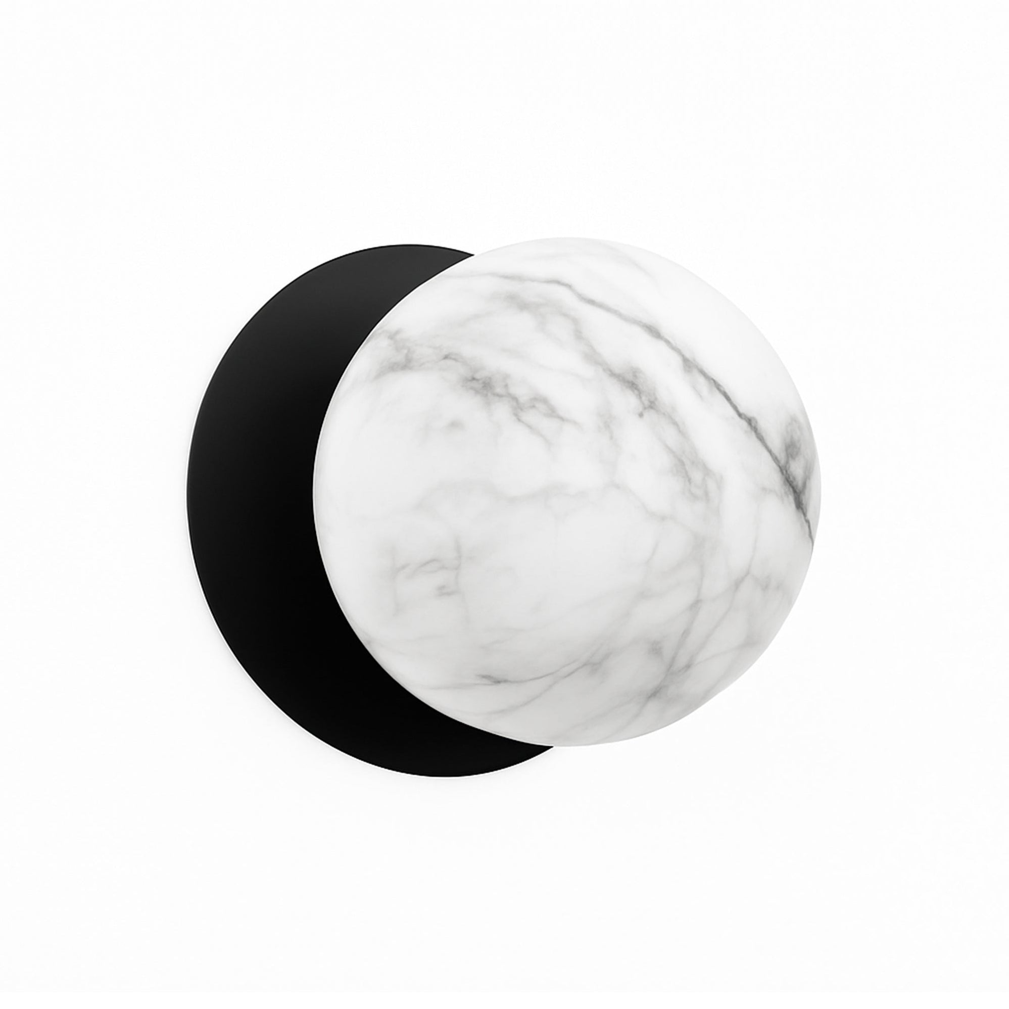 Odessa Marble Opal Glass LED Wall Light with Black Base - White/Large ...