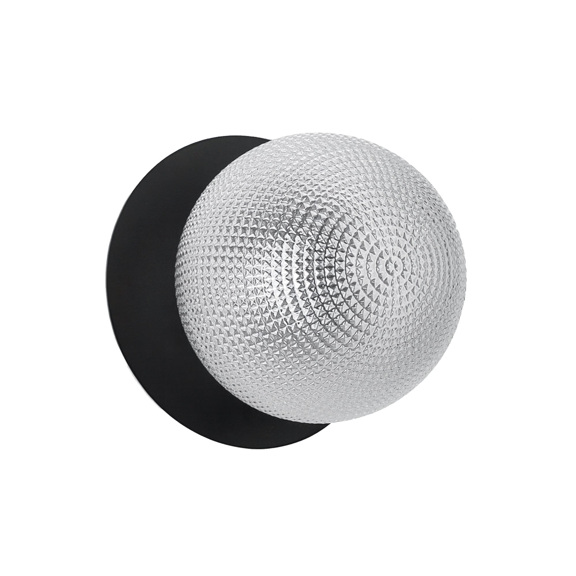 Odessa Diamond Cut Glass LED Wall Light with Black Base - White/Large ...