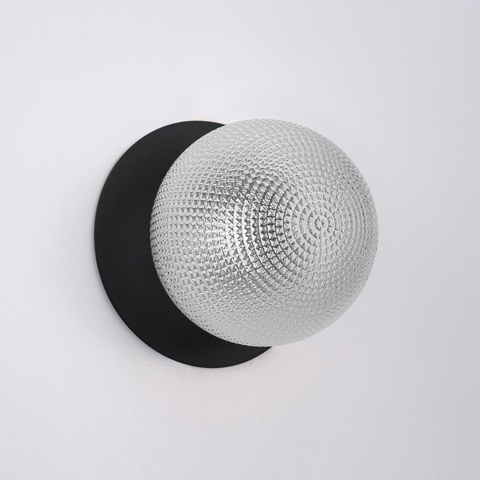 Odessa Diamond Cut Glass LED Wall Light with Black Base - White/Large ...