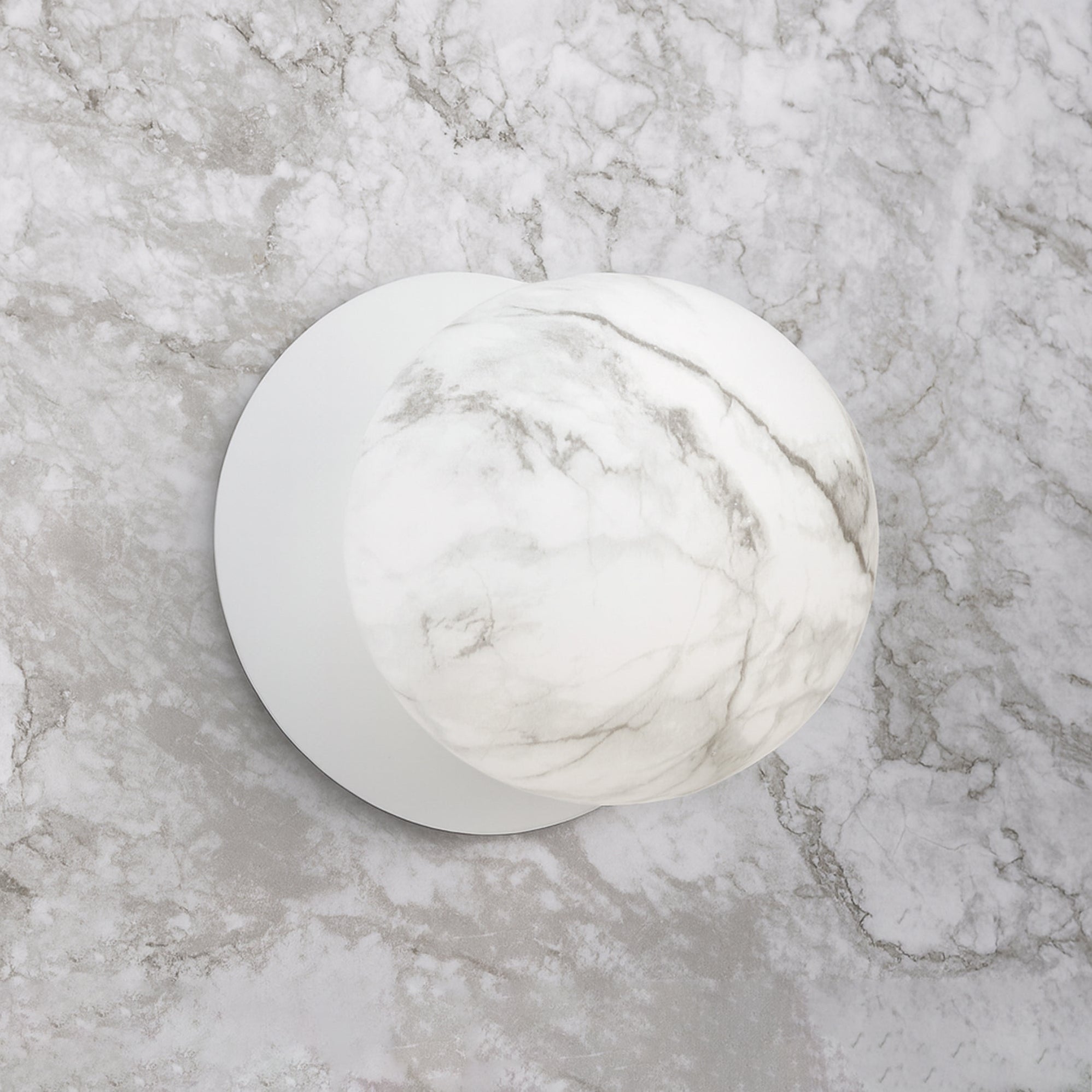Odessa Marble Opal Glass LED Wall Light with White Base - White/Large ...