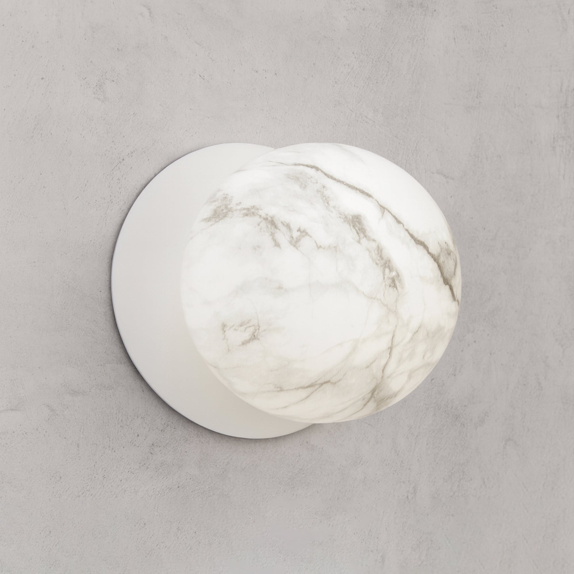 Odessa Marble Opal Glass LED Wall Light with White Base - White/Large ...
