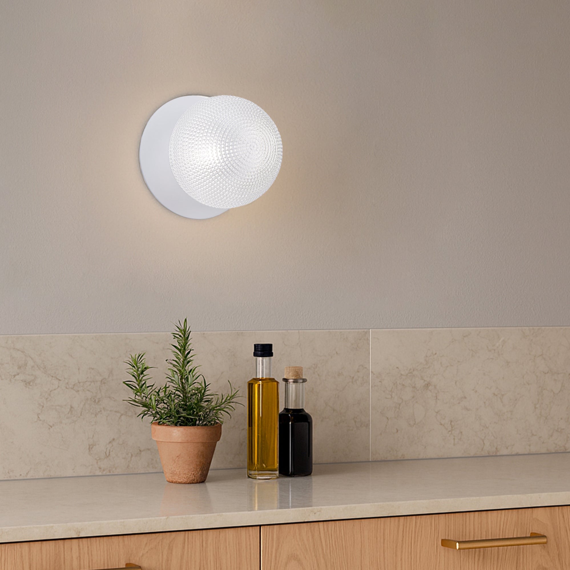 Odessa Diamond Cut Glass LED Wall Light with White Base - White/Large ...