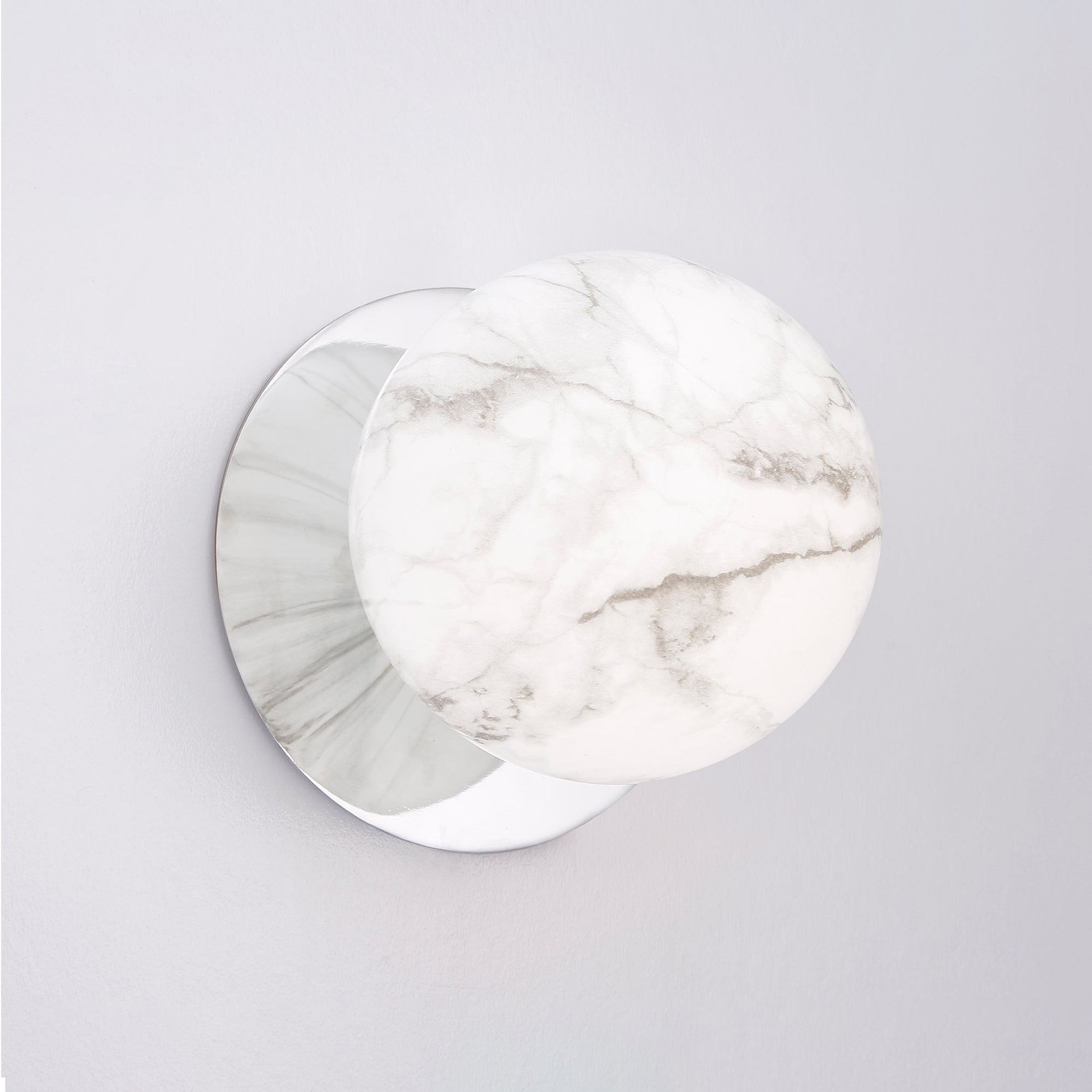 Odessa Marble Opal Glass LED Wall Light with Chrome Base - White/Large ...