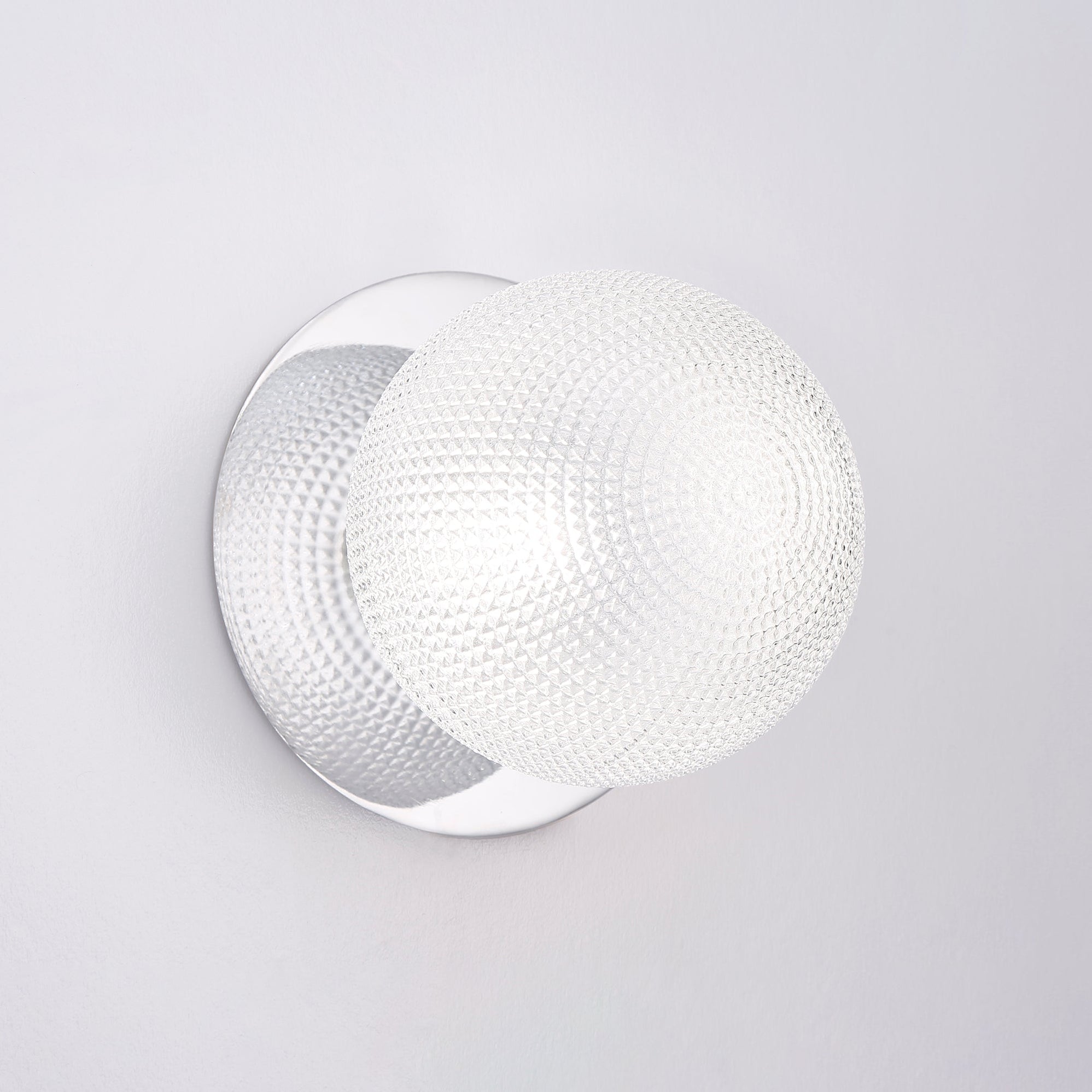 Odessa Diamond Cut Glass LED Wall Light with Chrome Base - White/Large ...