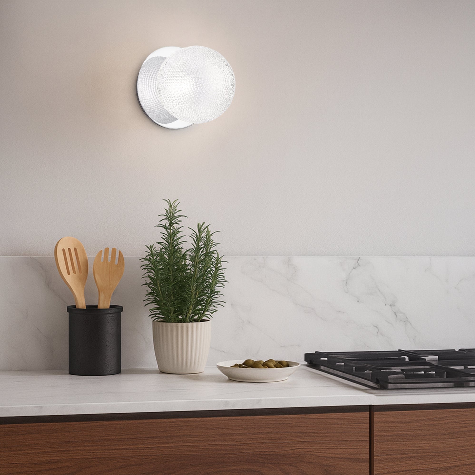 Odessa Diamond Cut Glass LED Wall Light with Chrome Base - White/Small ...