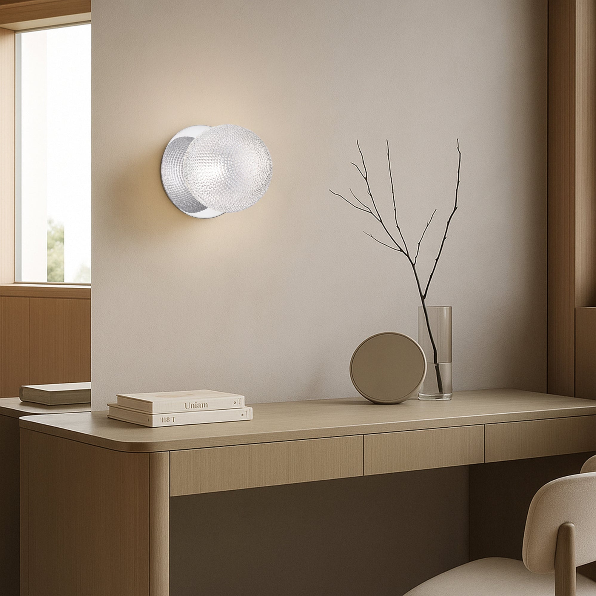 Odessa Diamond Cut Glass LED Wall Light with Chrome Base - White/Large ...