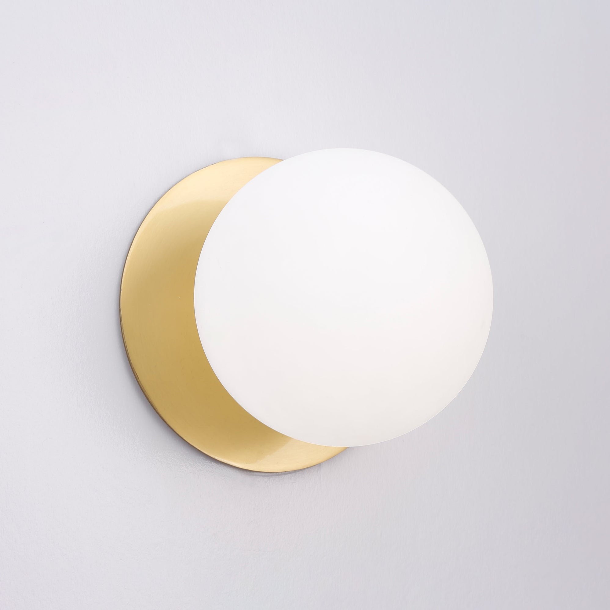 Odessa Opal Frosted Glass LED Wall Light with Brass Base - White/Large ...