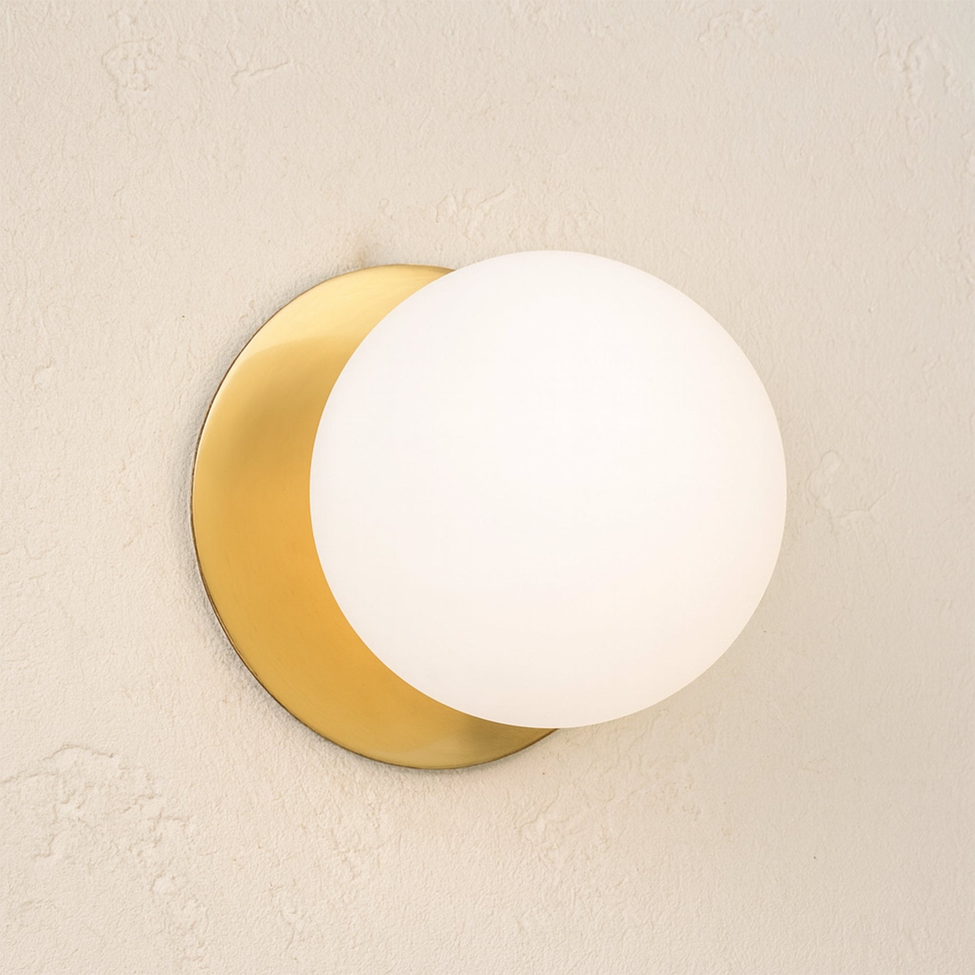 Odessa Opal Frosted Glass LED Wall Light with Brass Base - White/Large ...