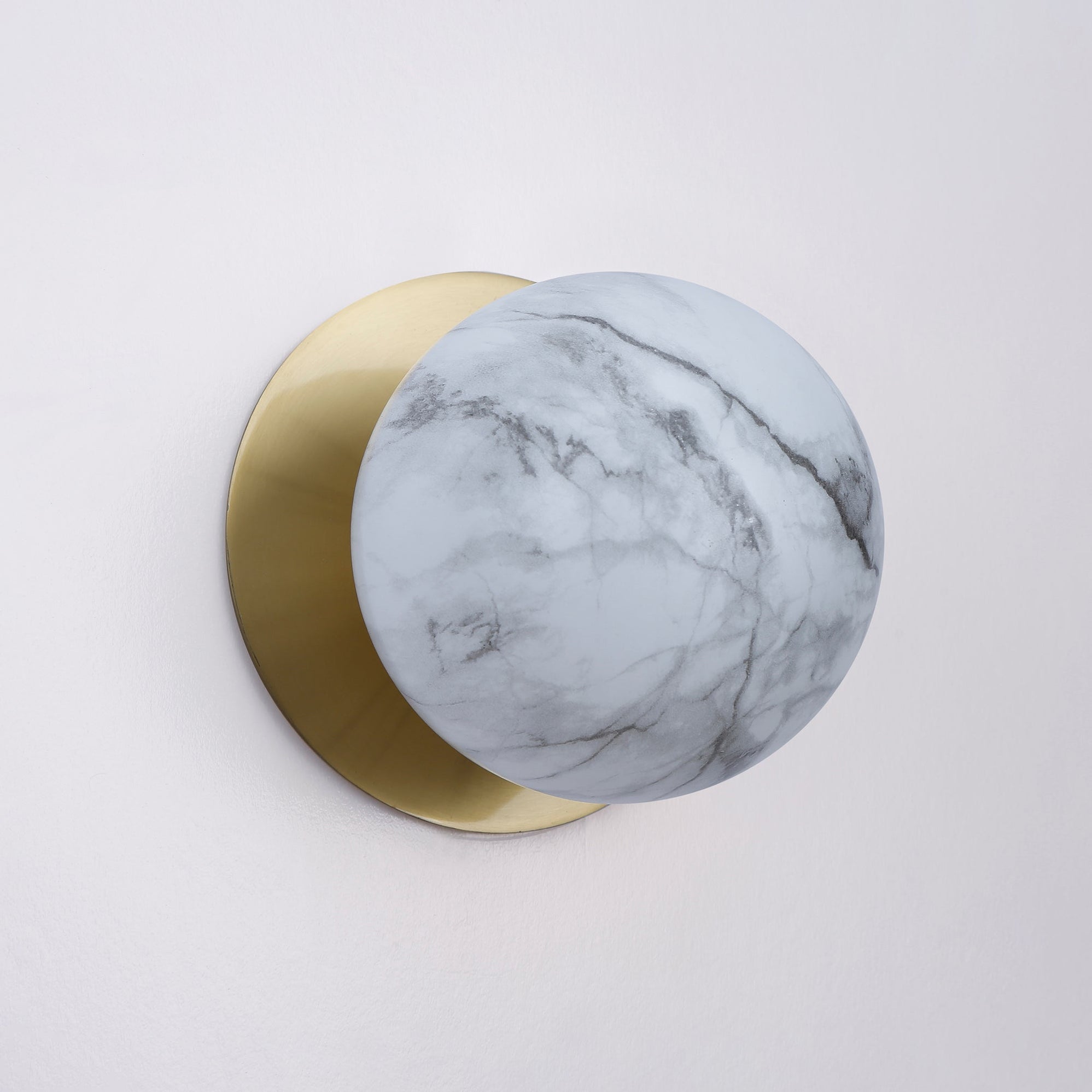 Odessa Marble Opal Glass LED Wall Light with Brass Base - White/Large ...