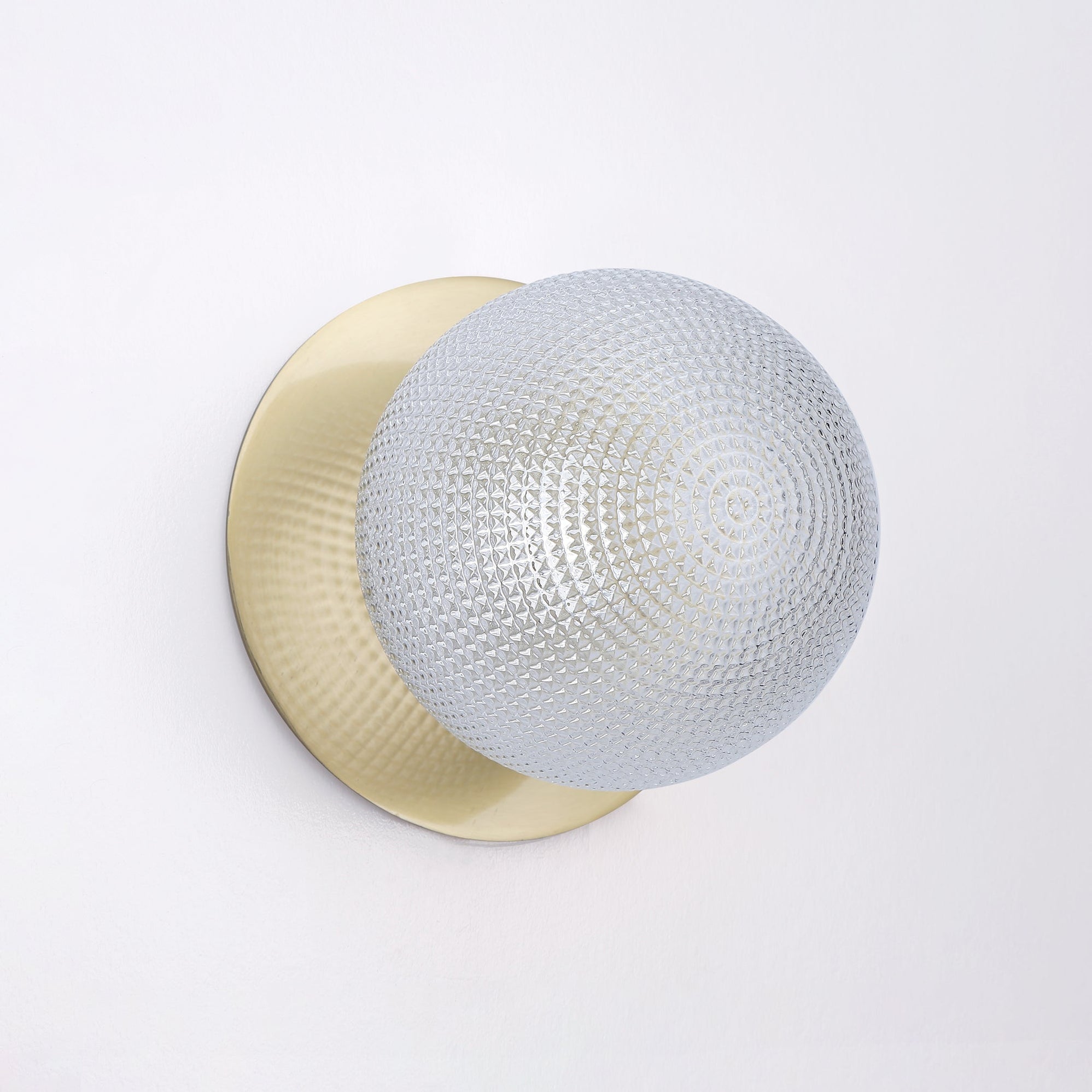 Odessa Diamond Cut Glass LED Wall Light with Brass Base - White/Large ...