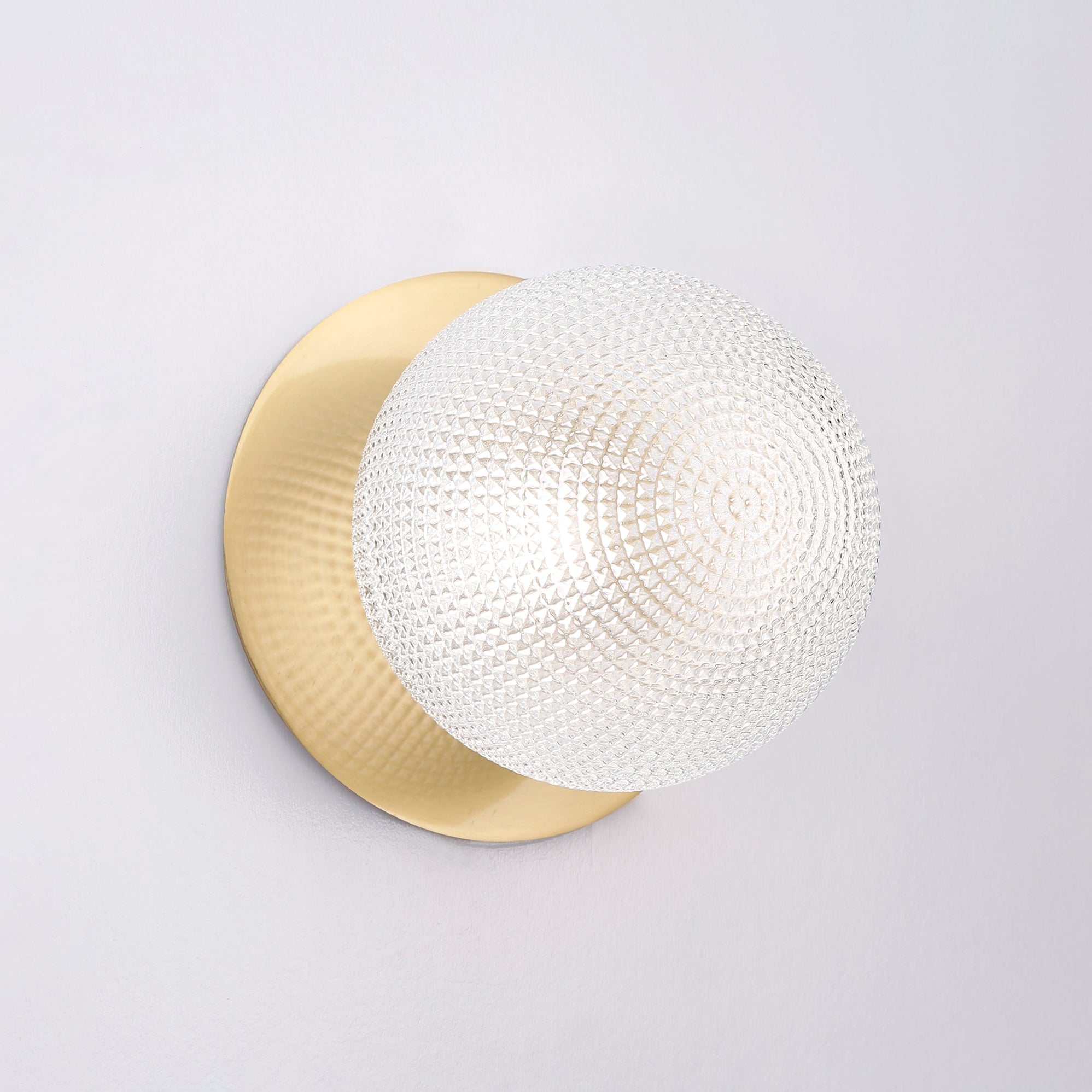 Odessa Diamond Cut Glass LED Wall Light with Brass Base - White/Large ...