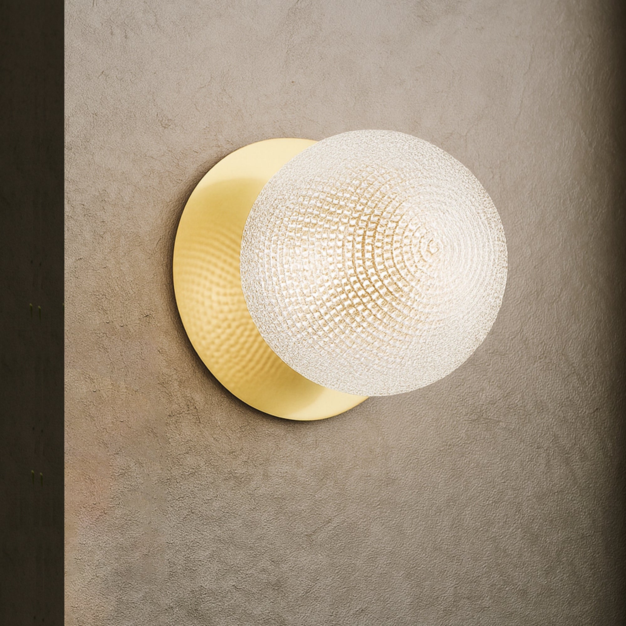 Odessa Diamond Cut Glass LED Wall Light with Brass Base - White/Large ...