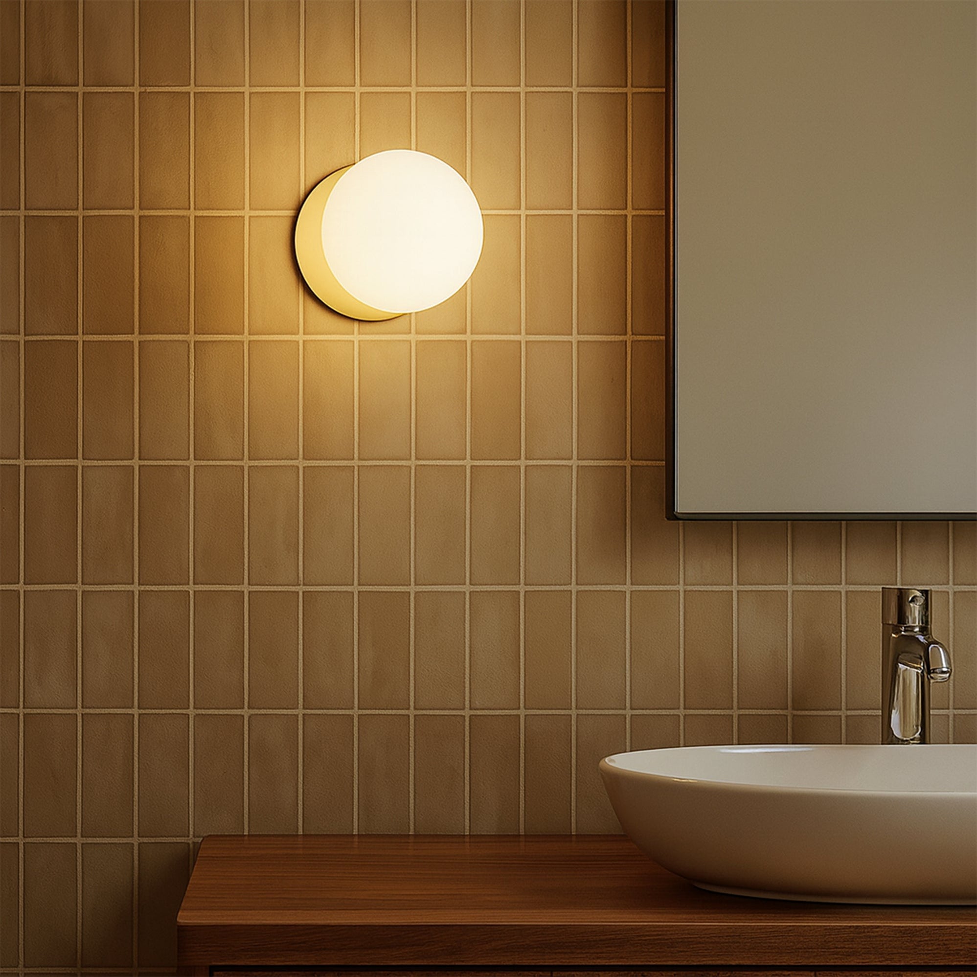 Odessa Opal Frosted Glass LED Wall Light with Gold Base - White/Large ...