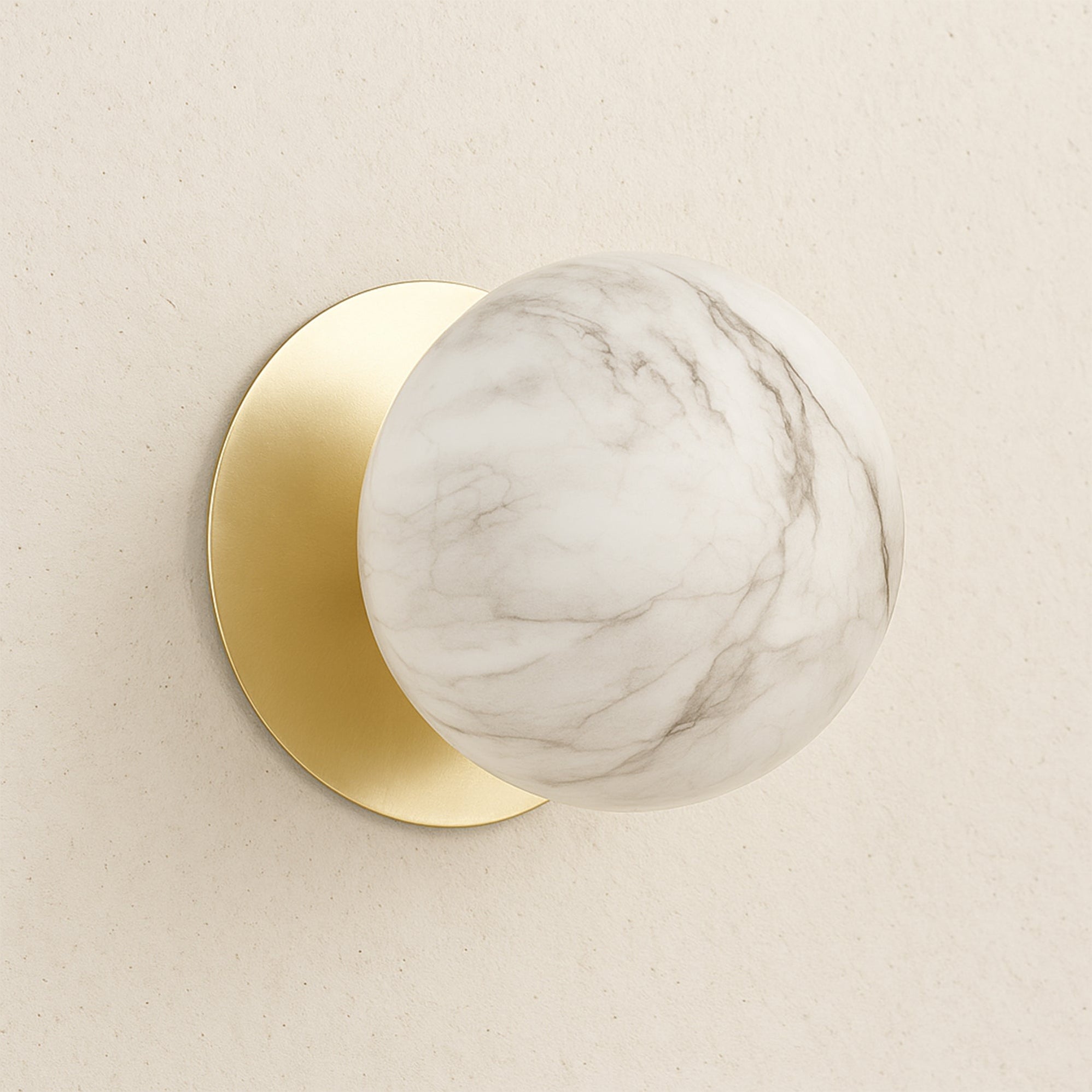 Odessa Marble Opal Glass LED Wall Light with Gold Base - White/Large ...