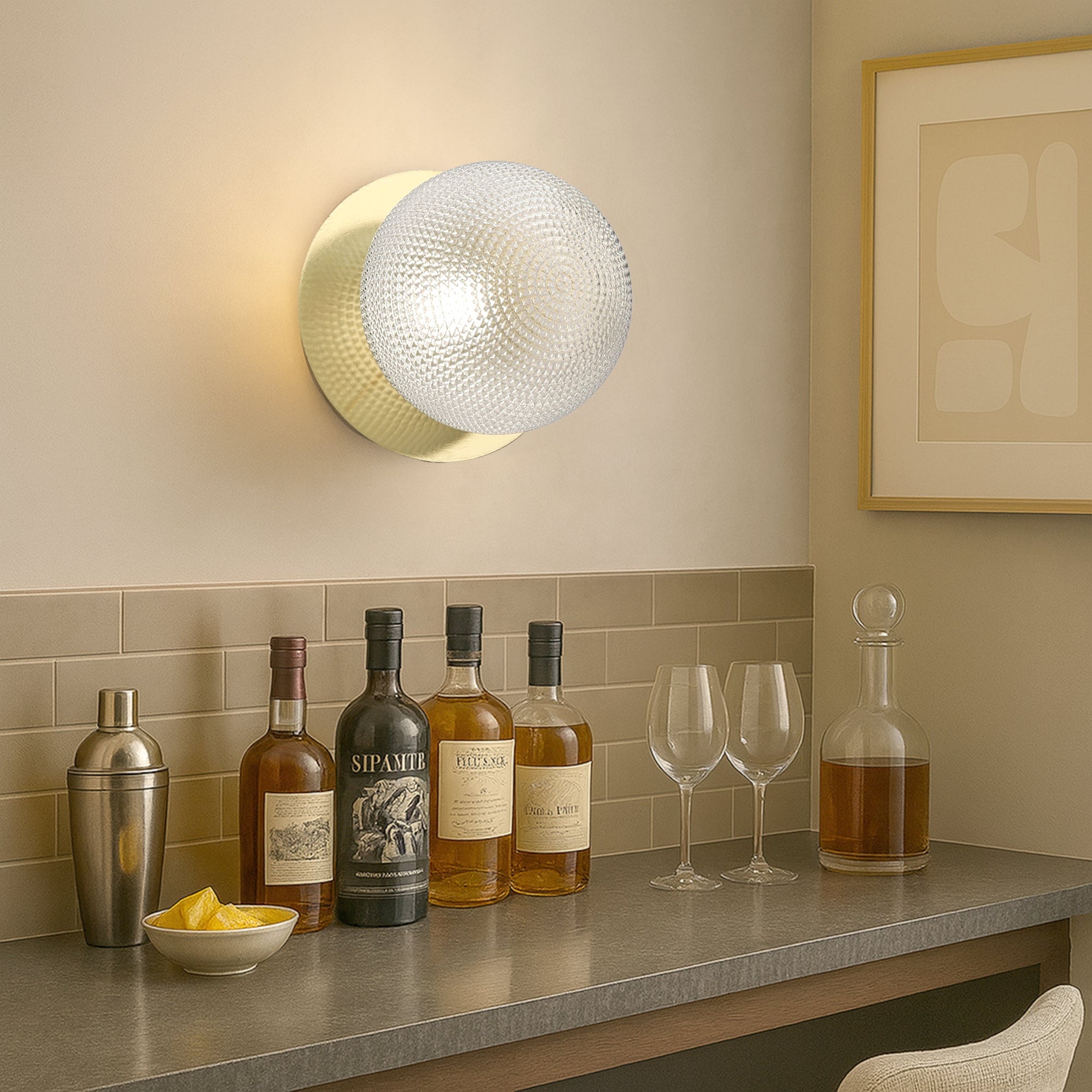 Odessa Diamond Cut Glass LED Wall Light with Gold Base - White/Large ...