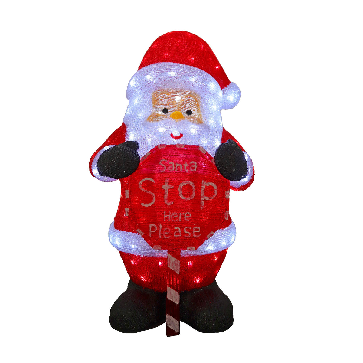 Acrylic Santa with Santa Stop Here Sign – Lexi Lighting