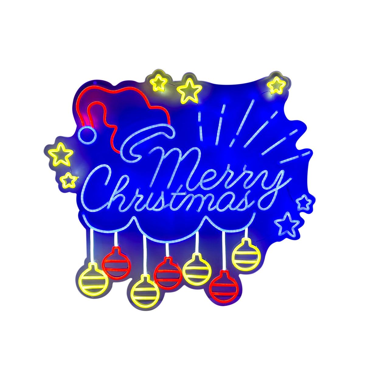 Merry Christmas Neon Sign with Hanging Baubles – Lexi Lighting